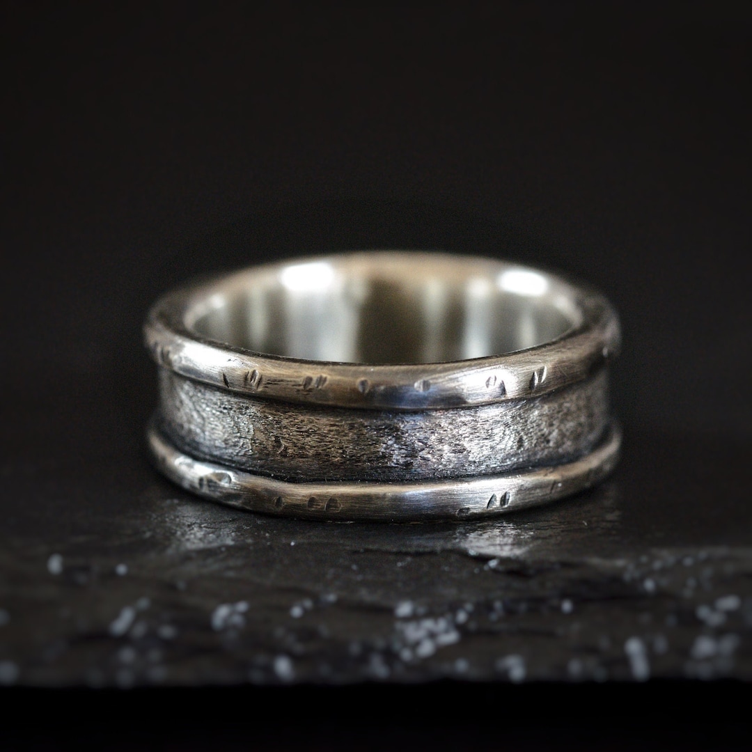 Unique Wedding Ring, Alternative Wedding Ring, Handmade Sterling Silver Bands,men's Industrial ...