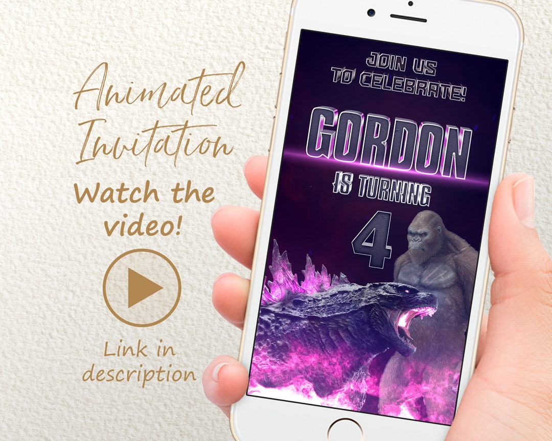Godzilla Video Invitation, Godzilla Digital Invitation, Godzilla ...
