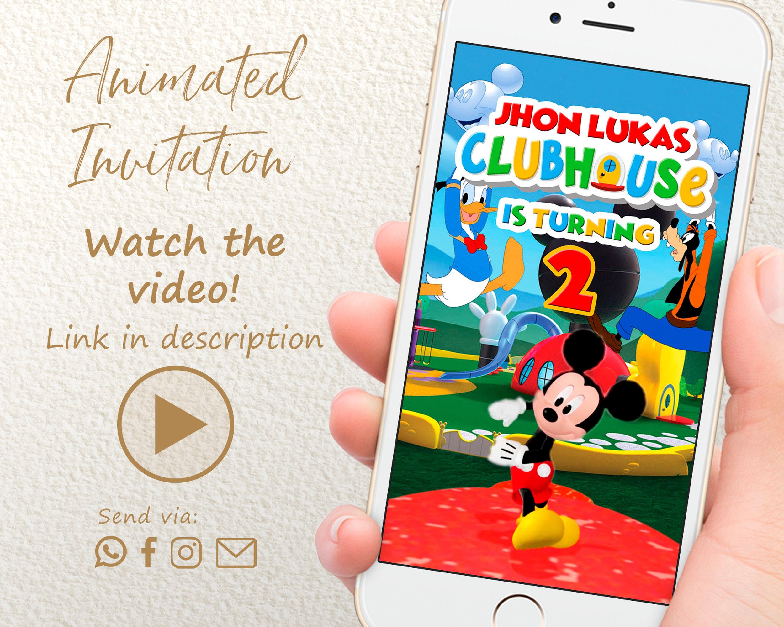 Mickey Mouse Invitation, Mickey Mouse Invite, Mickey Video Invitation ...