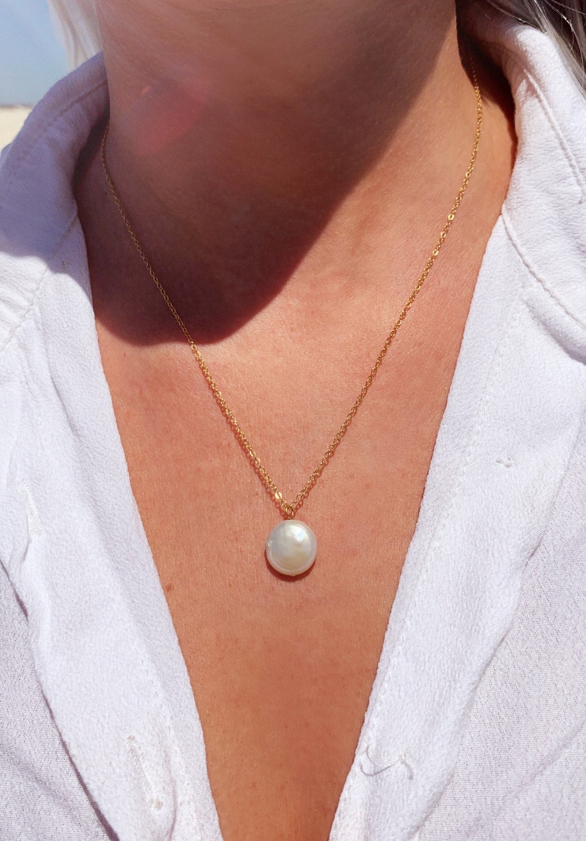 Delicate Pearl Necklace Freshwater Pearl Necklace Pearl - Etsy