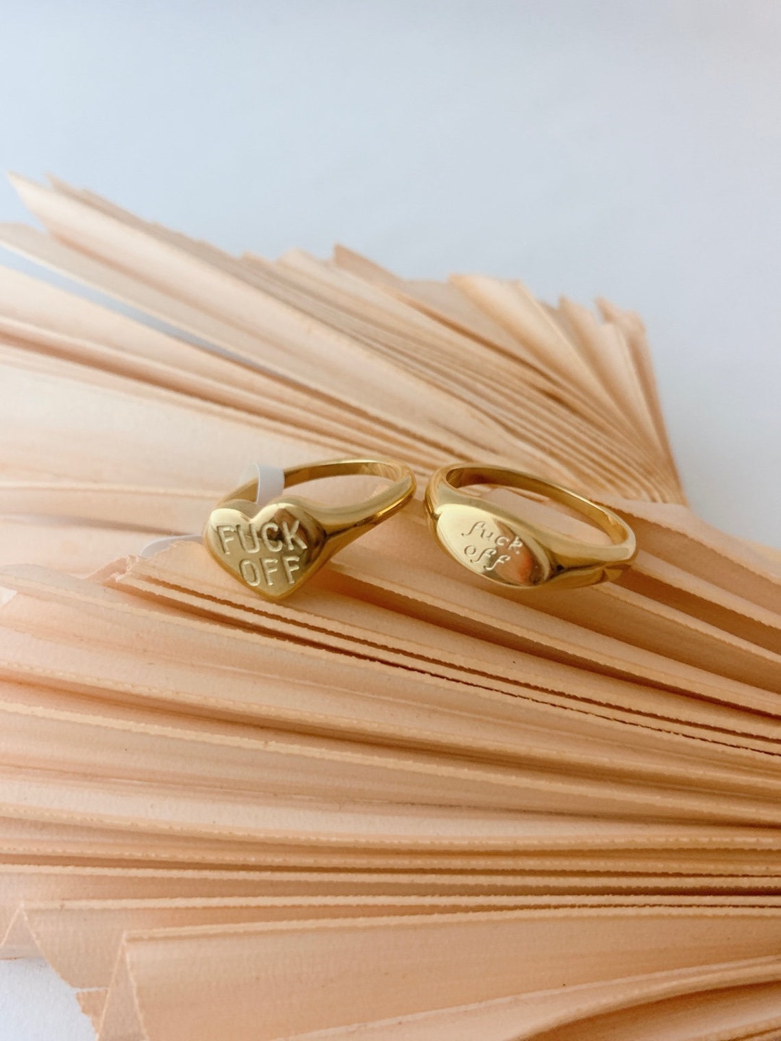 Gold Fuck off Ring Heart Shaped Signet Fuck off Rings Oval - Etsy