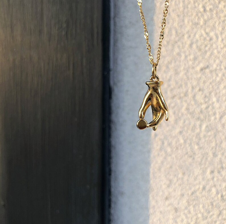 Destiny Necklace Small Hand Holding a Zircon Diamond Set on | Etsy