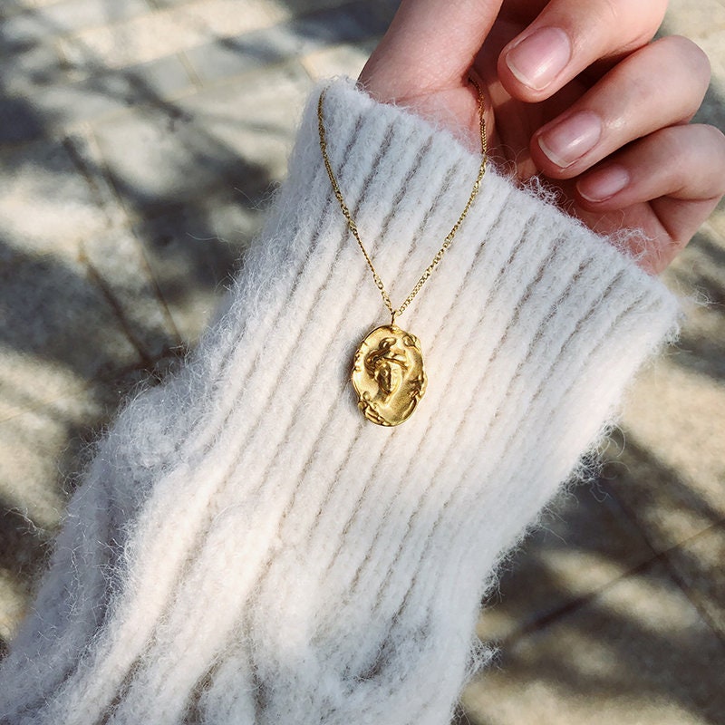 Vintage Women Figure Pendant 18k Gold Plated Chain Necklaces | Etsy
