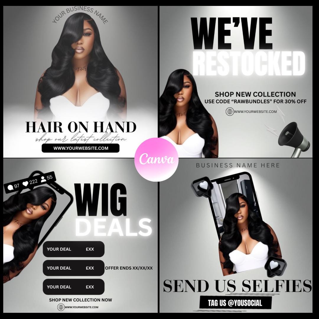Hair Promo Flyer Bundle, Shop Now Template, Instant Download - Etsy
