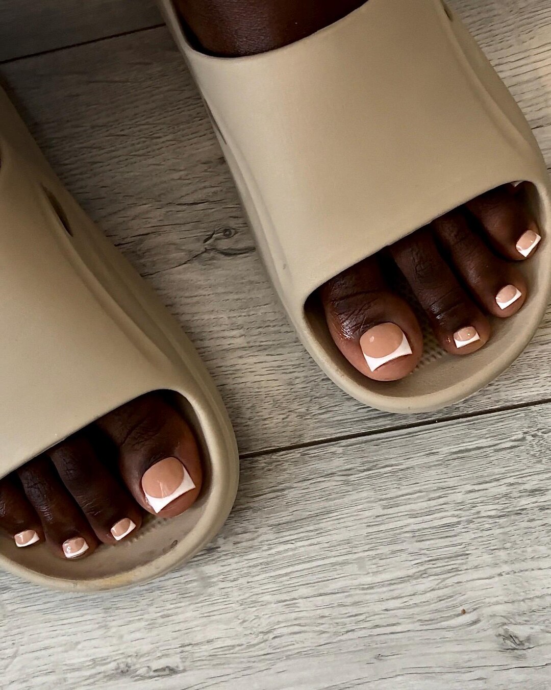 Reusable White French Tip Toes, Square Press on Toes,luxury Glue on ...