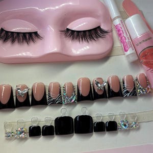 Y2K French Tip Duck Nails Handmade Nails for Birthdays Luxury Gel Press ...
