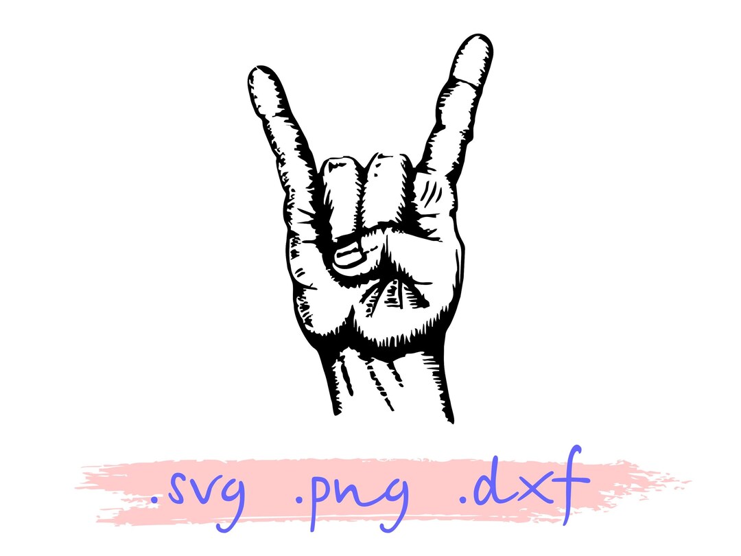 Rock on Hand SVG PNG, Rock Hand Symbol, Clipart, Rock SVG, Hand Clipart ...