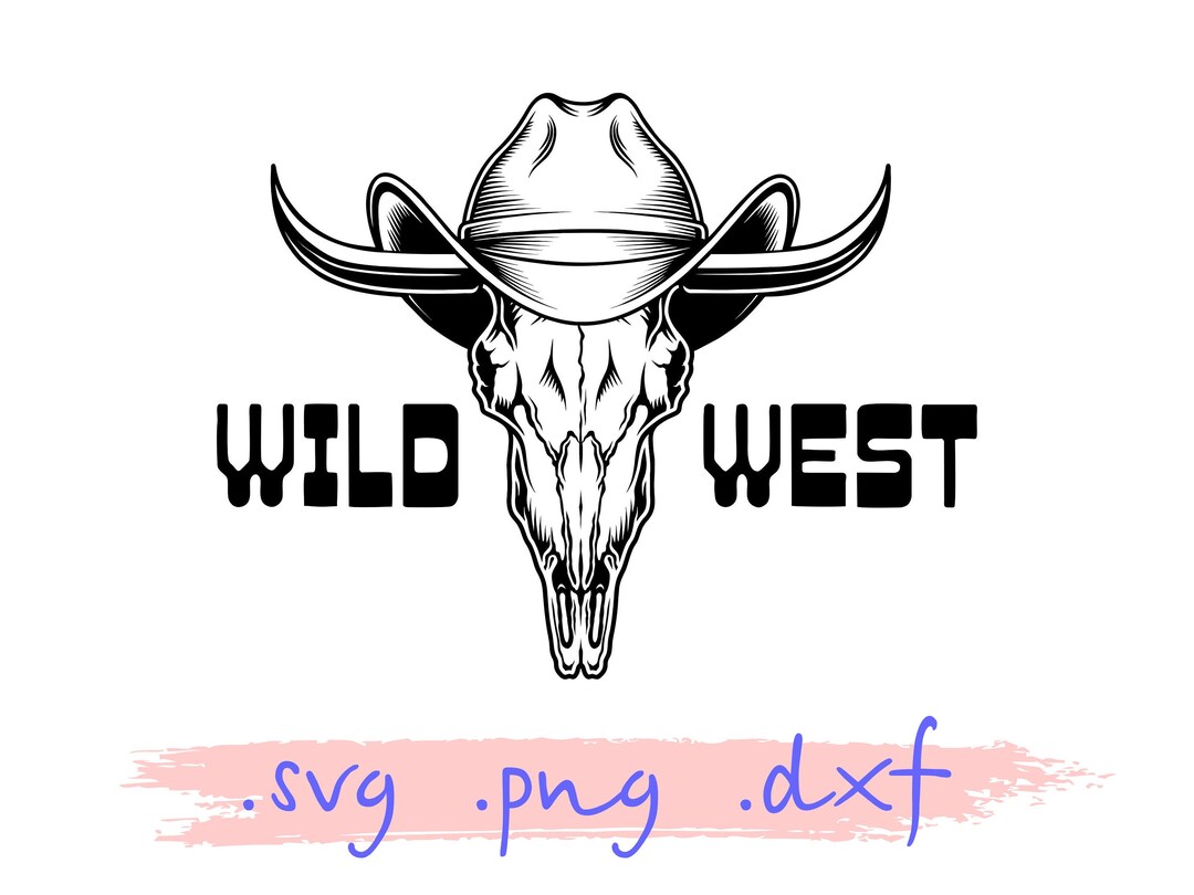 Wild West Svg Png, Western Svg, Western Bull Skull Png, Western Clipart ...