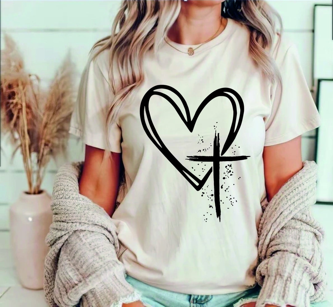 Cross in Heart SVG, Painted Cross, Christian Cross SVG, Old Rugged ...