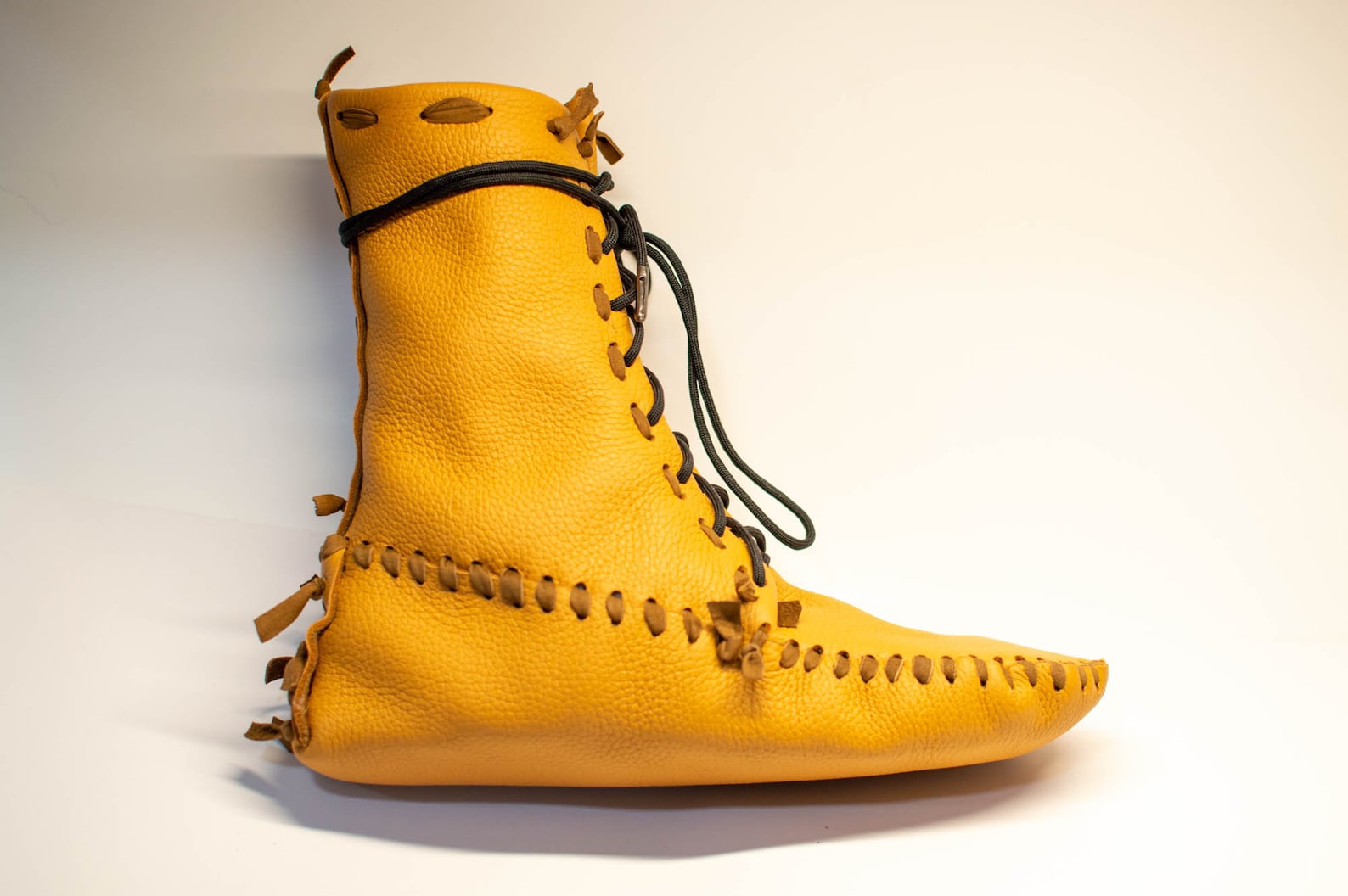 Handmade Buffalo Hide Moccasin Boots – Leather Laced, Hiking ...
