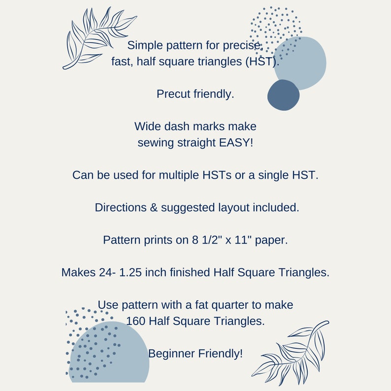 1.25 Inch Finished Half Square Triangle (HST) With Directions - Etsy