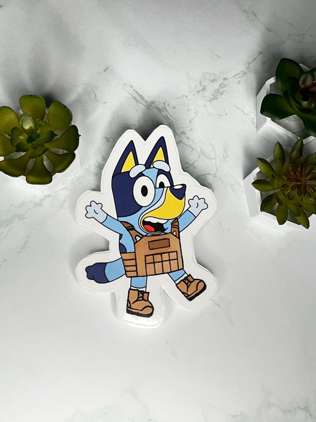Combat Blue Dog Cartoon Inspired Sticker/decal. Waterproof Durable ...