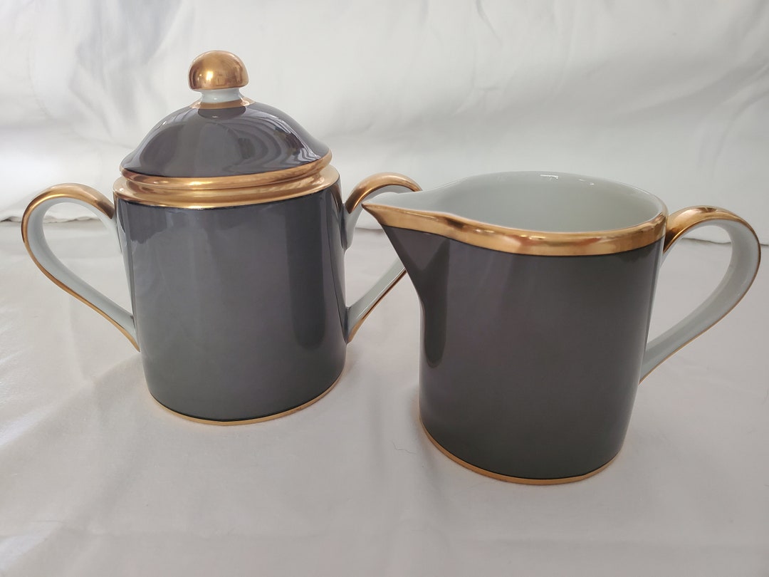 Fitz and Floyd Renaissance Grey Sugar and Creamer Set - Etsy
