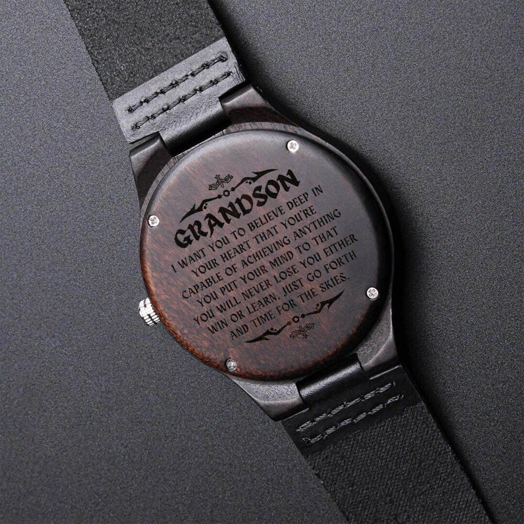 Grandson Graduation Gift, Grandson Engraved Wood Watch, Grandson ...