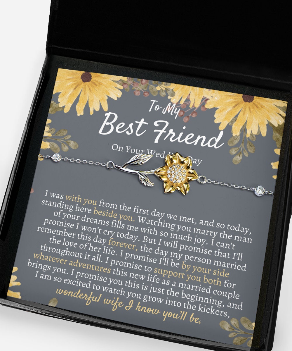 Best Friend Wedding Gift Sunflower Bracelet for Bride Bride - Etsy