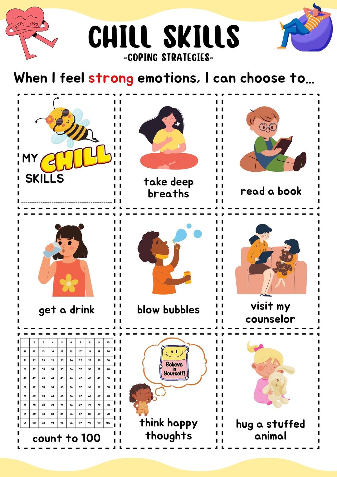 Chill Skills Coping Strategies Cards for Kids - Etsy