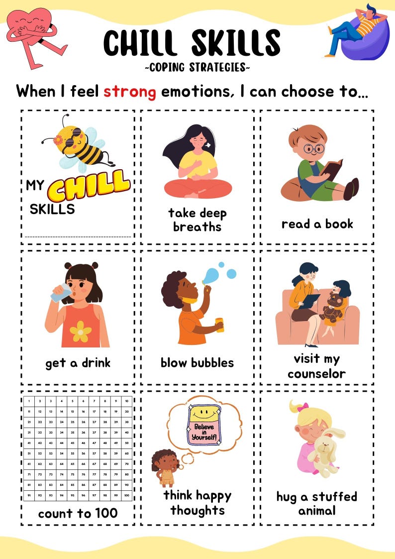 Chill Skills Coping Strategies Cards for Kids - Etsy
