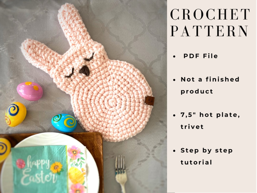 Easter Bunny Trivet, Hot Plate, Potholder CROCHET PATTERN ONLY - Etsy