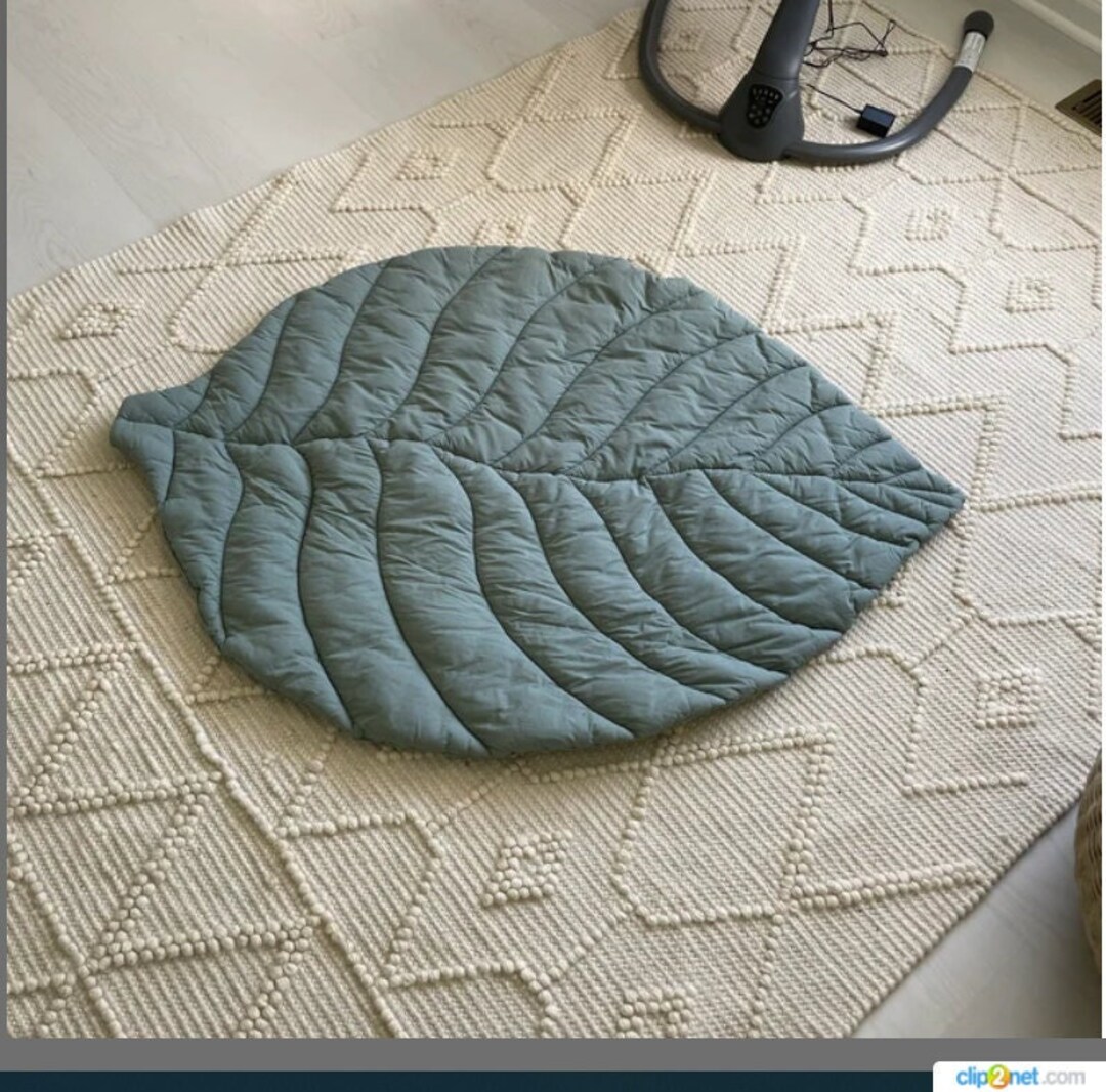 SAGE Green Leaf Mat , Leaf Play Mat , Floor Play Mat Cotton Leaf Mat ...