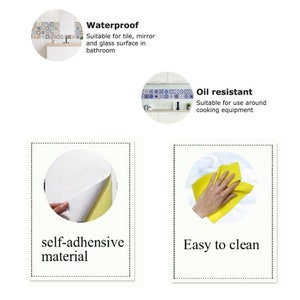Tile Sticker Kitchen, Bath, Floor, Wall, Waterproof & Removable Peel ...