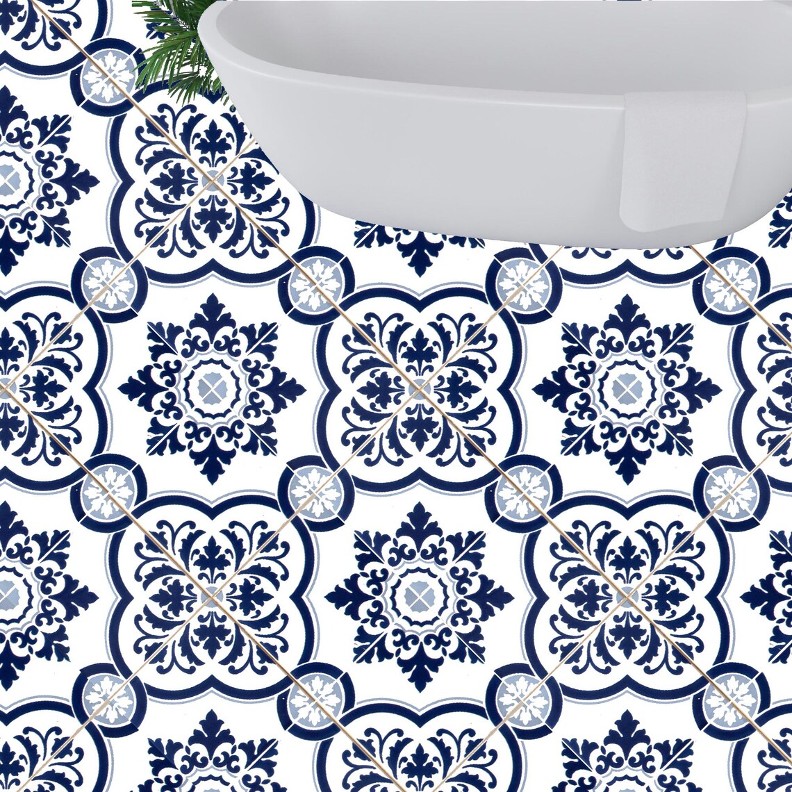 Tiles Stickers for Bathroom Backsplash Kitchen Floor Fireplace Decal ...