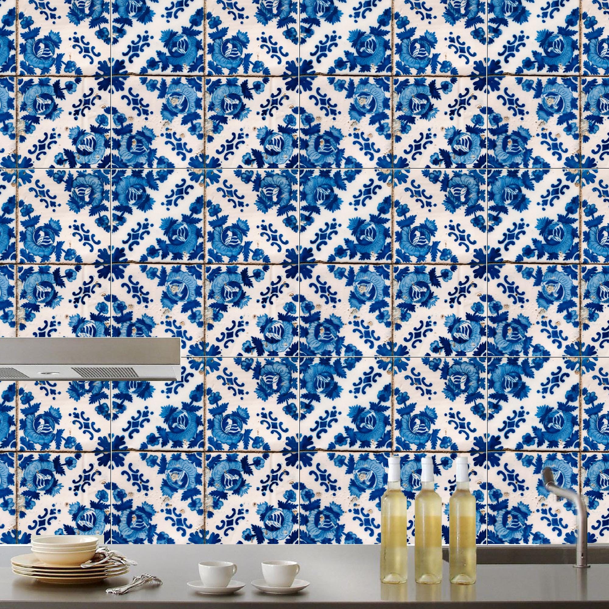 Tiles Stickers for Bathroom Backsplash Kitchen Floor Fireplace Decal ...