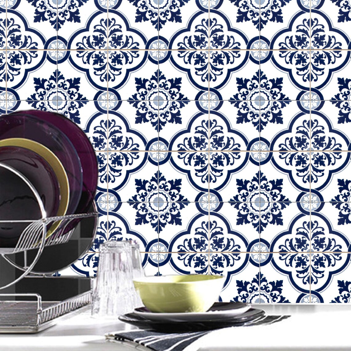 Tiles Stickers for Bathroom Backsplash Kitchen Floor Fireplace Decal ...