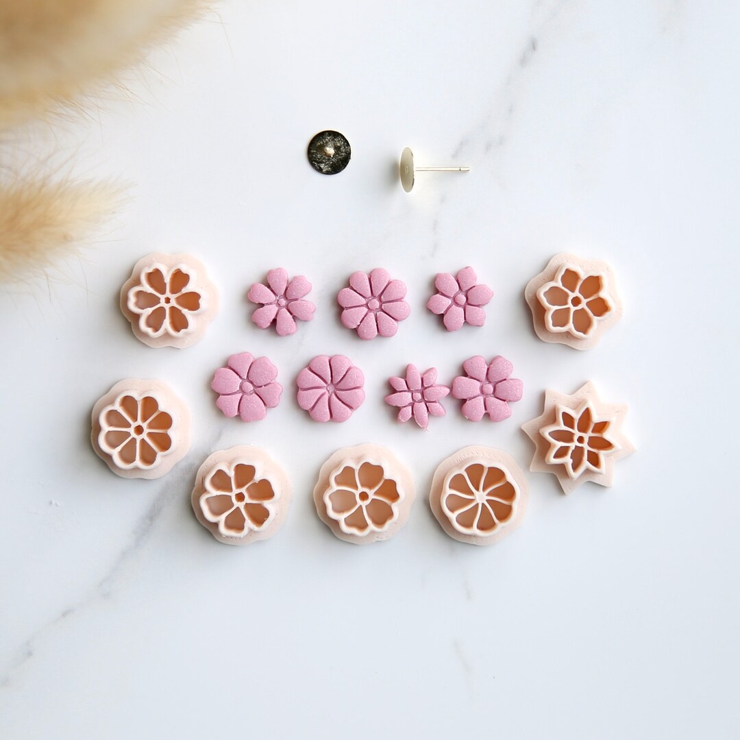 Flower Mini Stud Clay Cutter Collection (7 Piece) | Floral Clay Cutter ...