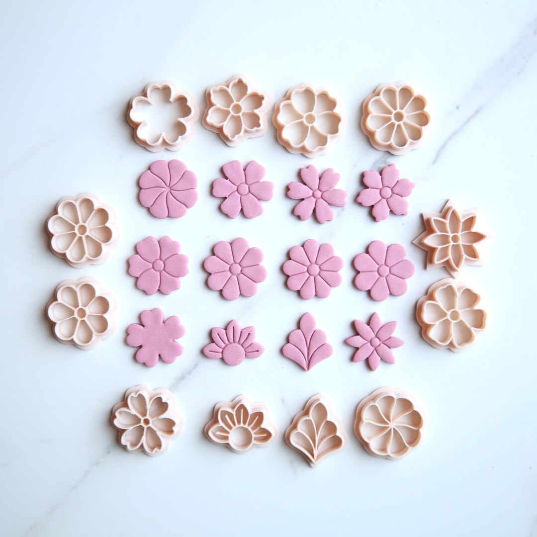 Floral Clay Cutter Collection (12 Piece) | Spring Daisy Clay Cutter ...