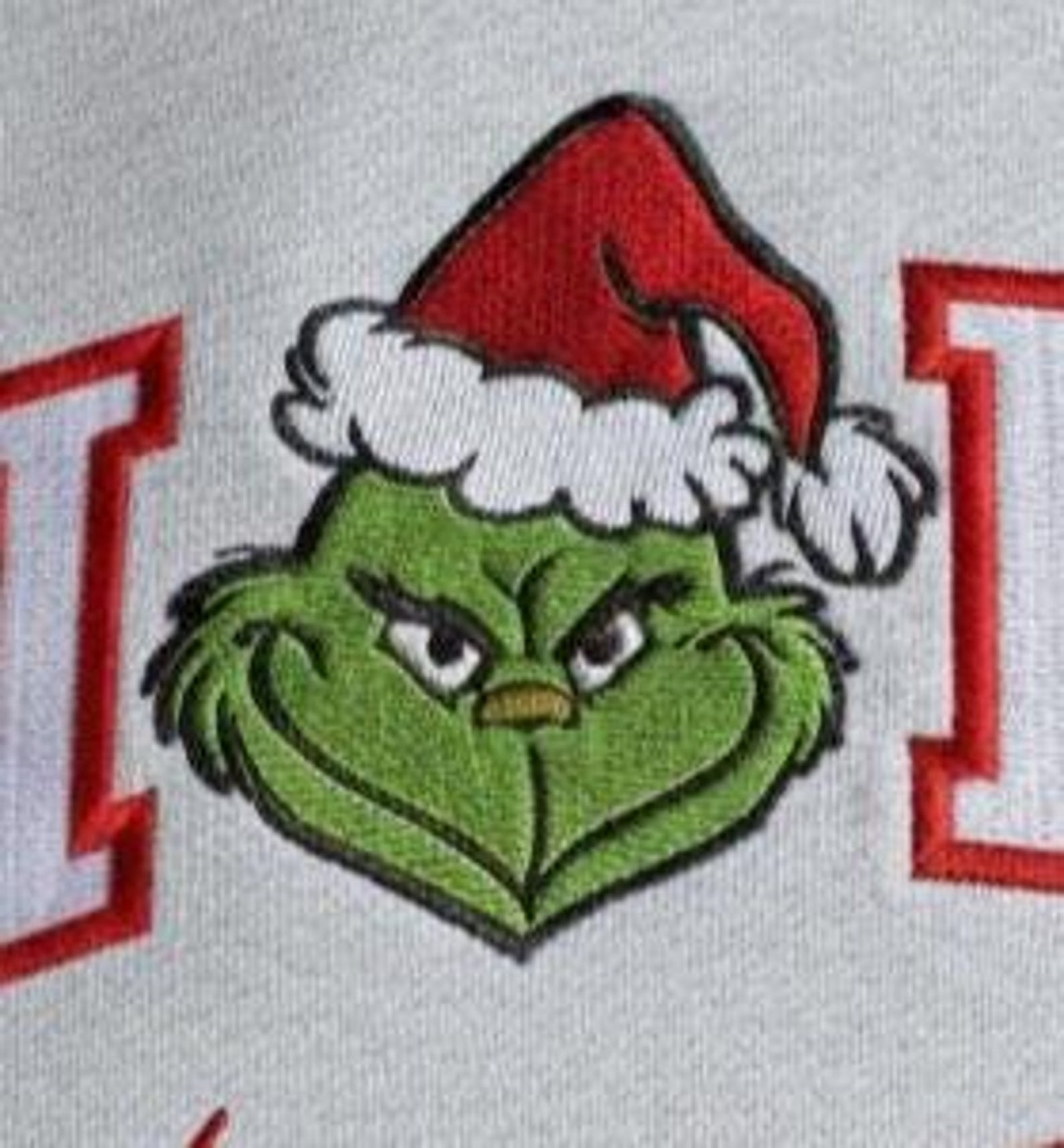 Embroidered Grinch Face Gildan Crewneck for the Holidays | Grinch ...