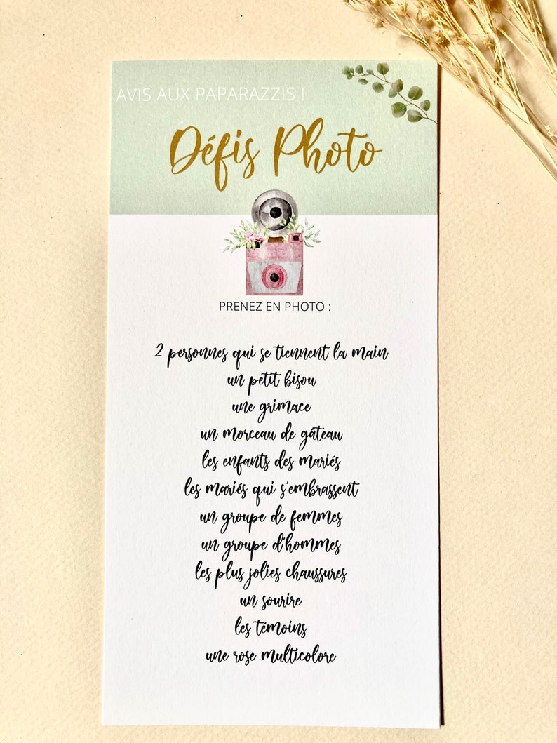 Défis photo mariage - Etsy France