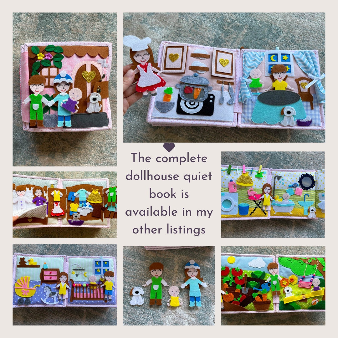 Quiet Book Felt Doll Pattern Wardrobe With Clothes & Bedroom, PDF Felt ...