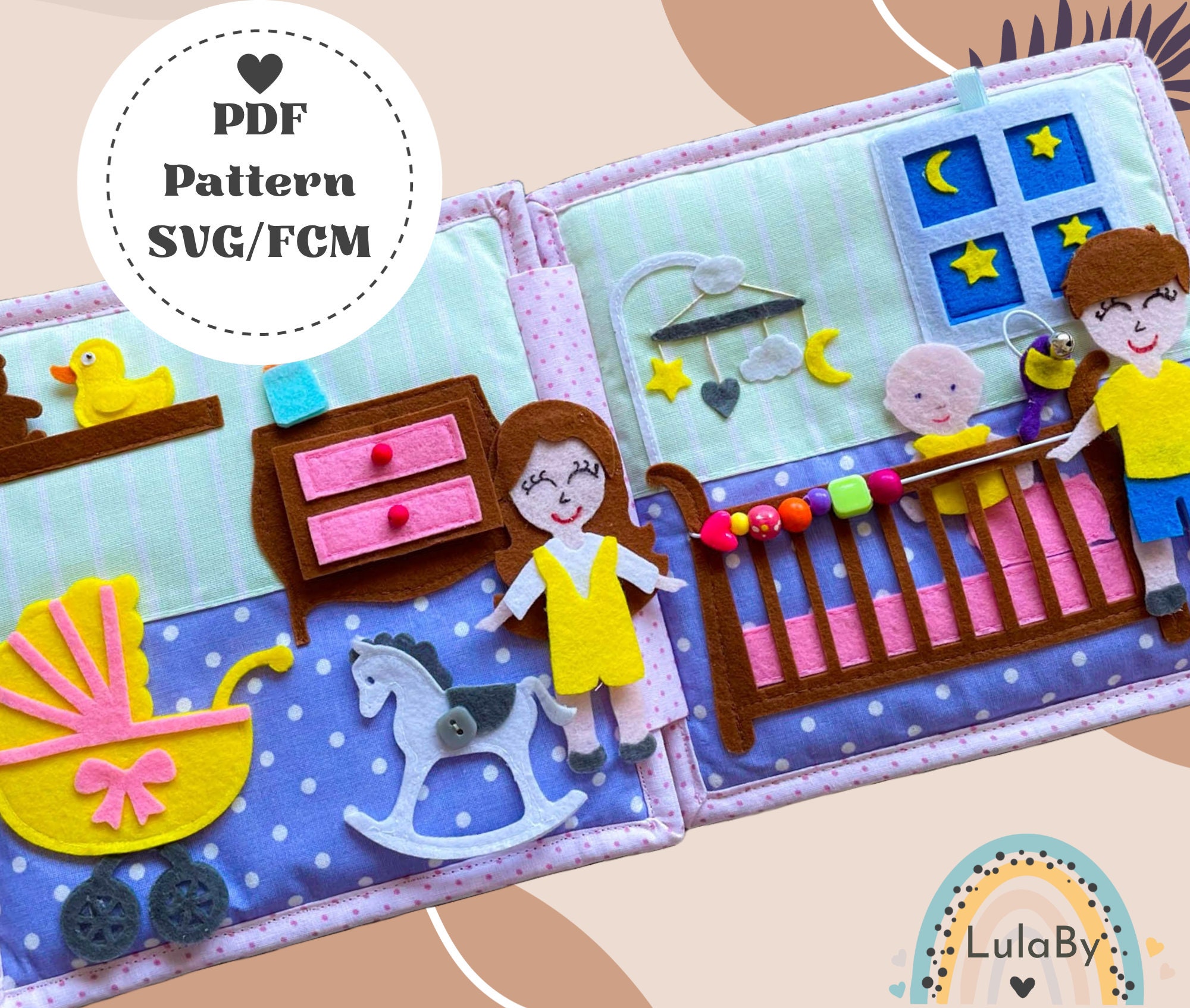 Nursery Quiet Book PDF Pattern With 2 Pages Incl. Baby and Felt Dolls ...