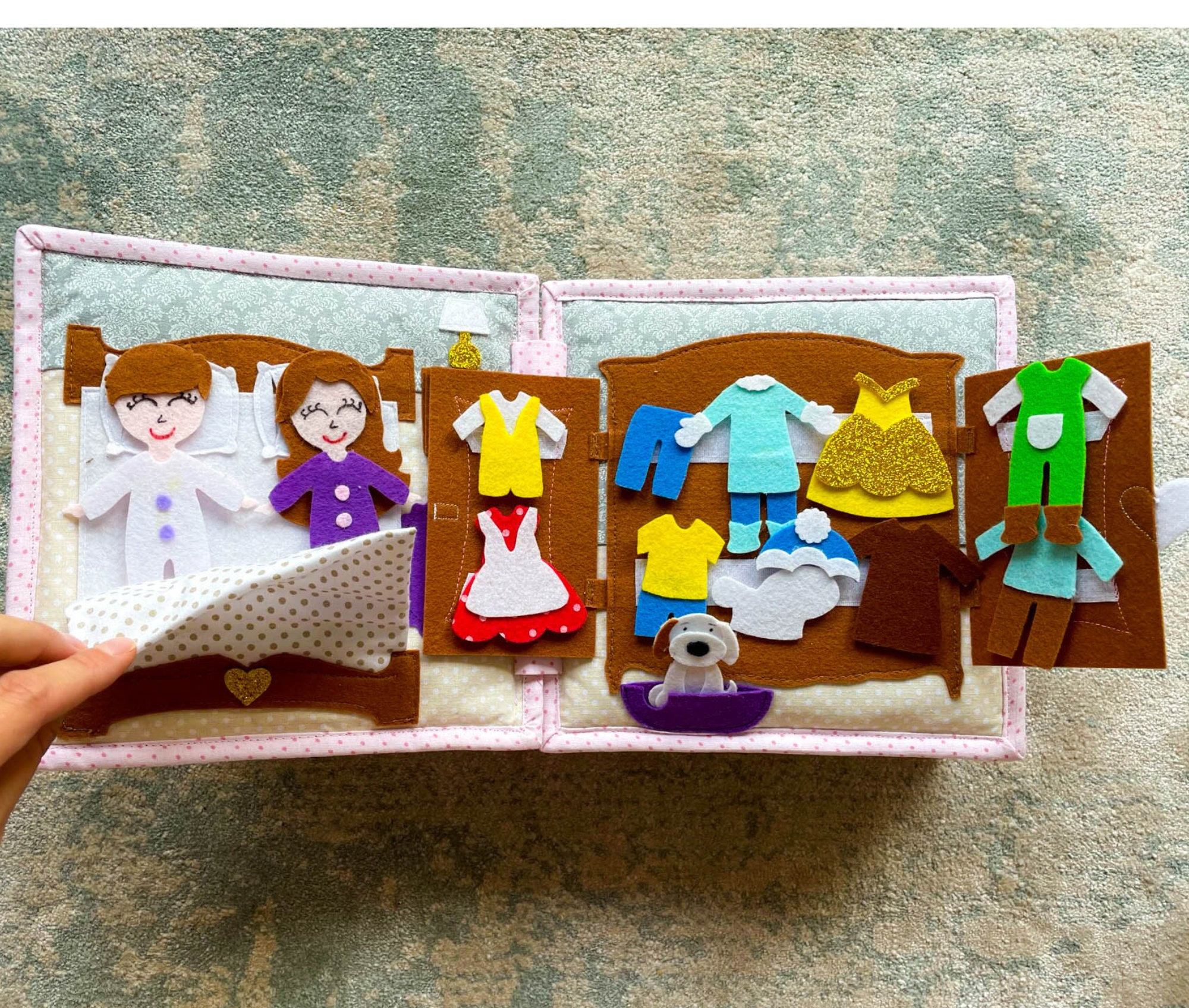Quiet Book Felt Doll Pattern Wardrobe With Clothes & Bedroom, PDF Felt ...