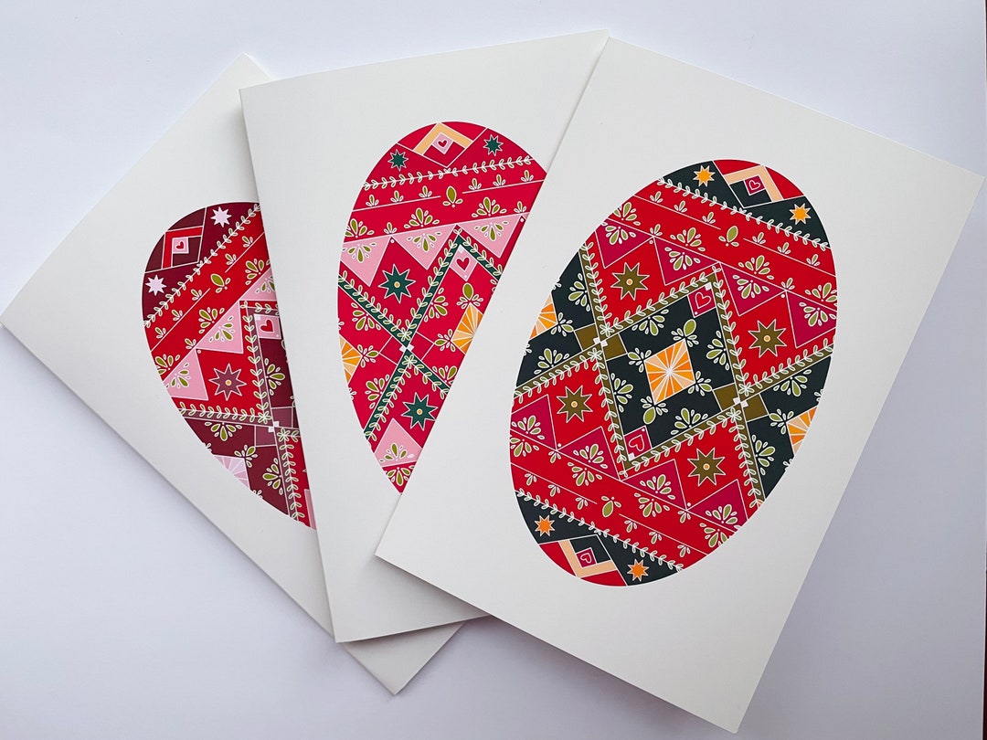 Ukrainian Easter “pysanki” Eggs | Set of 3 Greeting Cards | Traditional ...