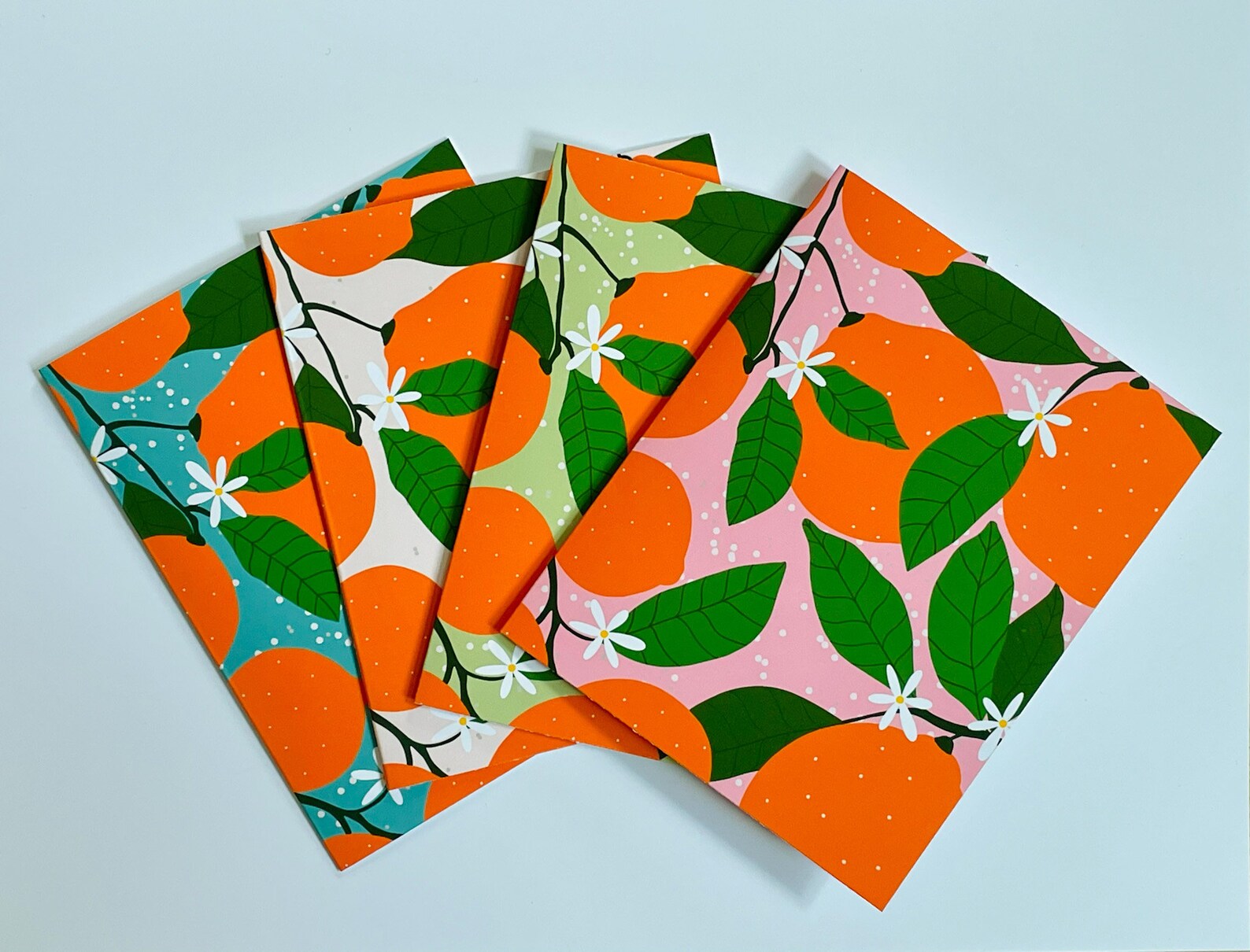 4 Pack Orange Greeting Cards Colorful Illustrated Greeting - Etsy Italia