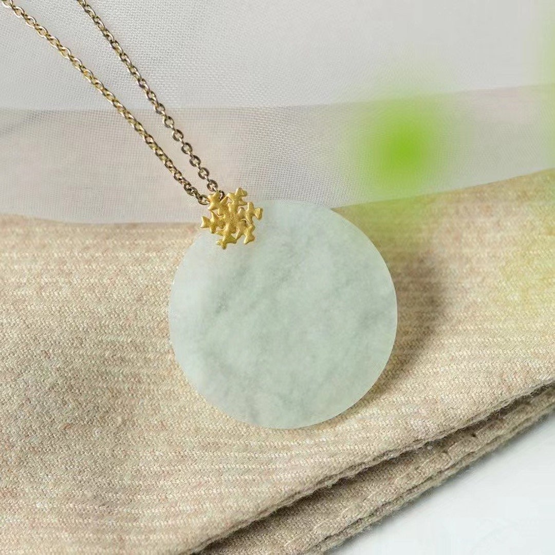Jade Pendant Round Icy White Jadeite Pendant Necklace Natural Type A ...