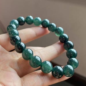Rare Mixed Forest Green Jade Bead Bracelet - Grade A Natural Jadeite ...
