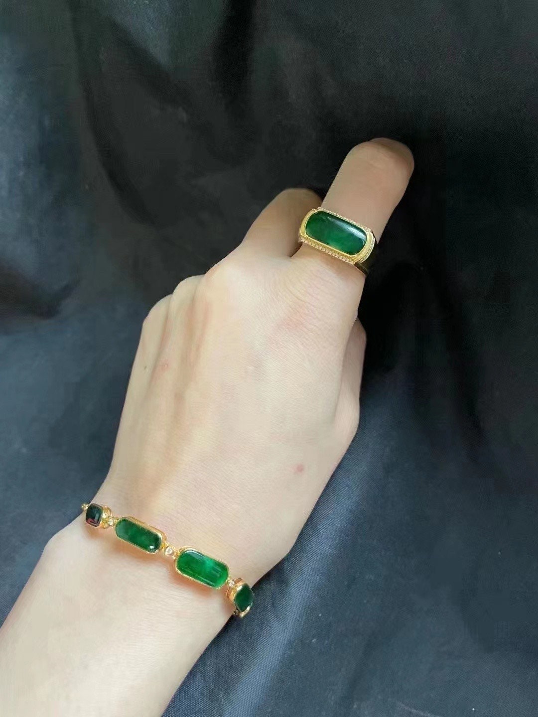 Jade Ring 18K Solid Gold Beautiful Natural Icy Green Jadeite in 18K ...