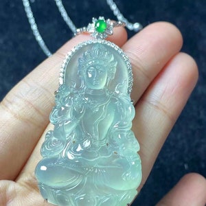 Jade Pendant 18K Solid Gold Beautiful Jade Pendant Icy Jade Set in 18K ...