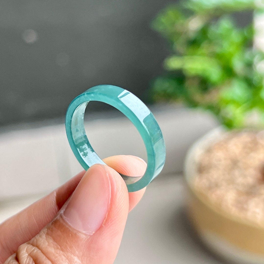 Blue Jade Ring | Blue Jadeite | Blue Ocean Jadeite | Translucent Jade ...