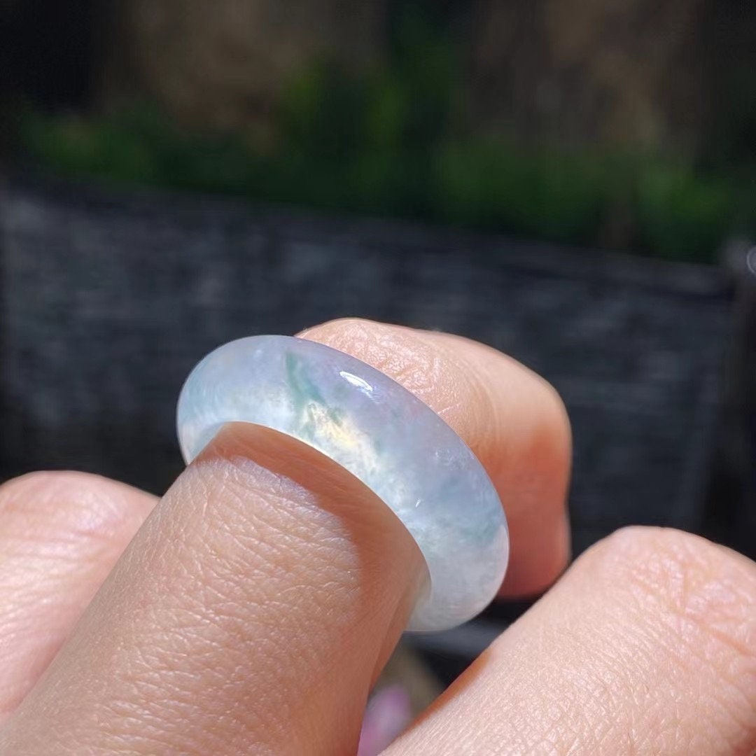 Icy Jade Band Translucent Jadeite Natural White Jade Green Jade Type A ...