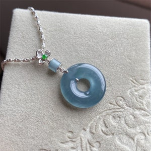 Jade Pendant 18K Solid Gold Beautiful Blue Ocean Jade Set in 18K Yellow ...