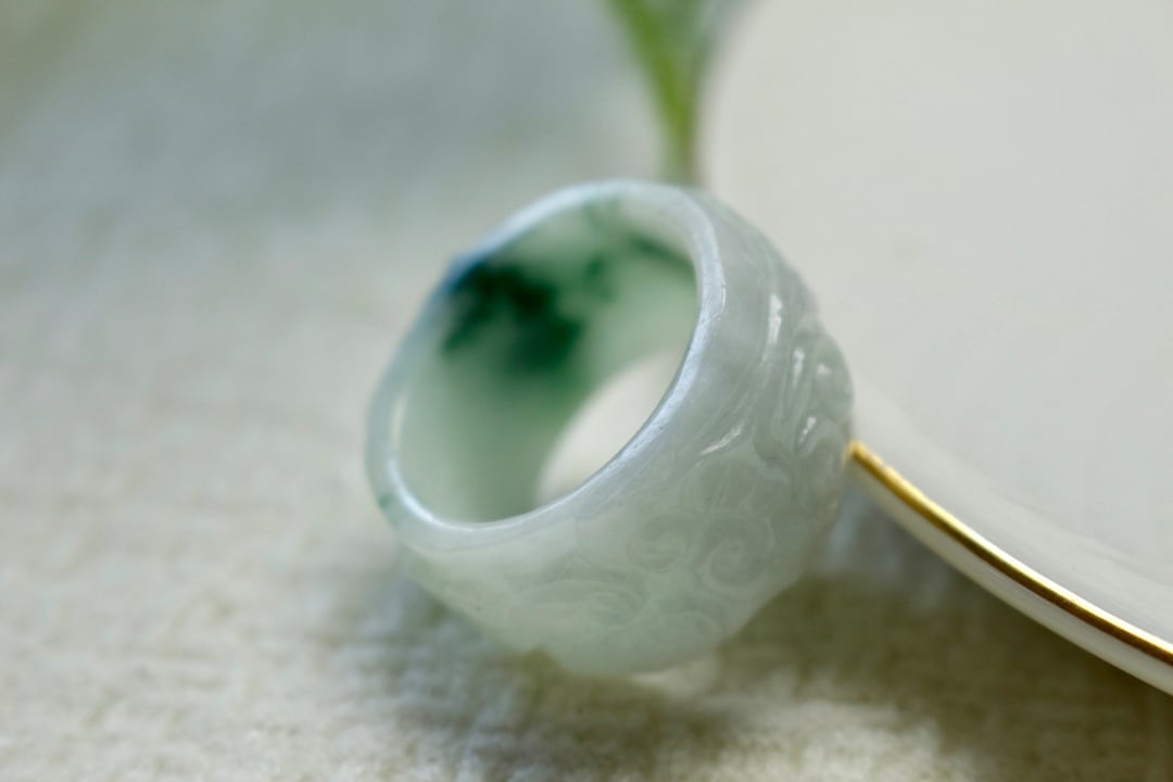 Jade Thumb Ring | Floral Carved Ring | Jadeite Ring | Jade Band | White ...