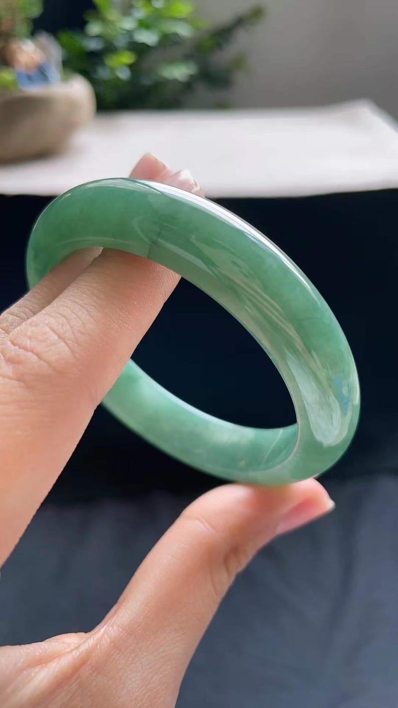 Rare Forest Green Jade Bangle - Natural Type A Jadeite Bracelet With ...