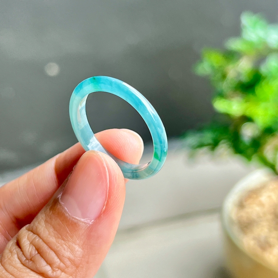Blue Jade Ring | Blue Jadeite | Blue Ocean Jadeite | Translucent Jade ...