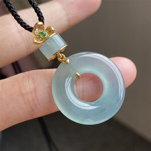 Jade Pendant 18K Solid Gold Beautiful Blue Ocean Jade Set in 18K Yellow ...