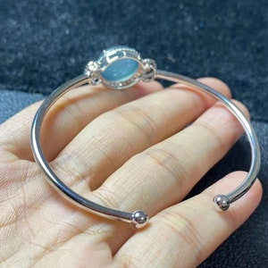 Jade Bracelet 18K Solid Gold Beautiful Blue Ocean Jade Bracelet Set in ...