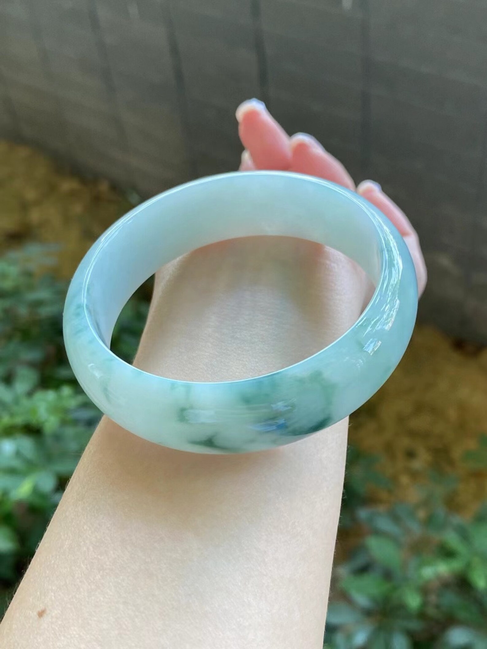 White Jade Bangle | Green Jade | 59mm Jade Bangle | Natural Grade A ...