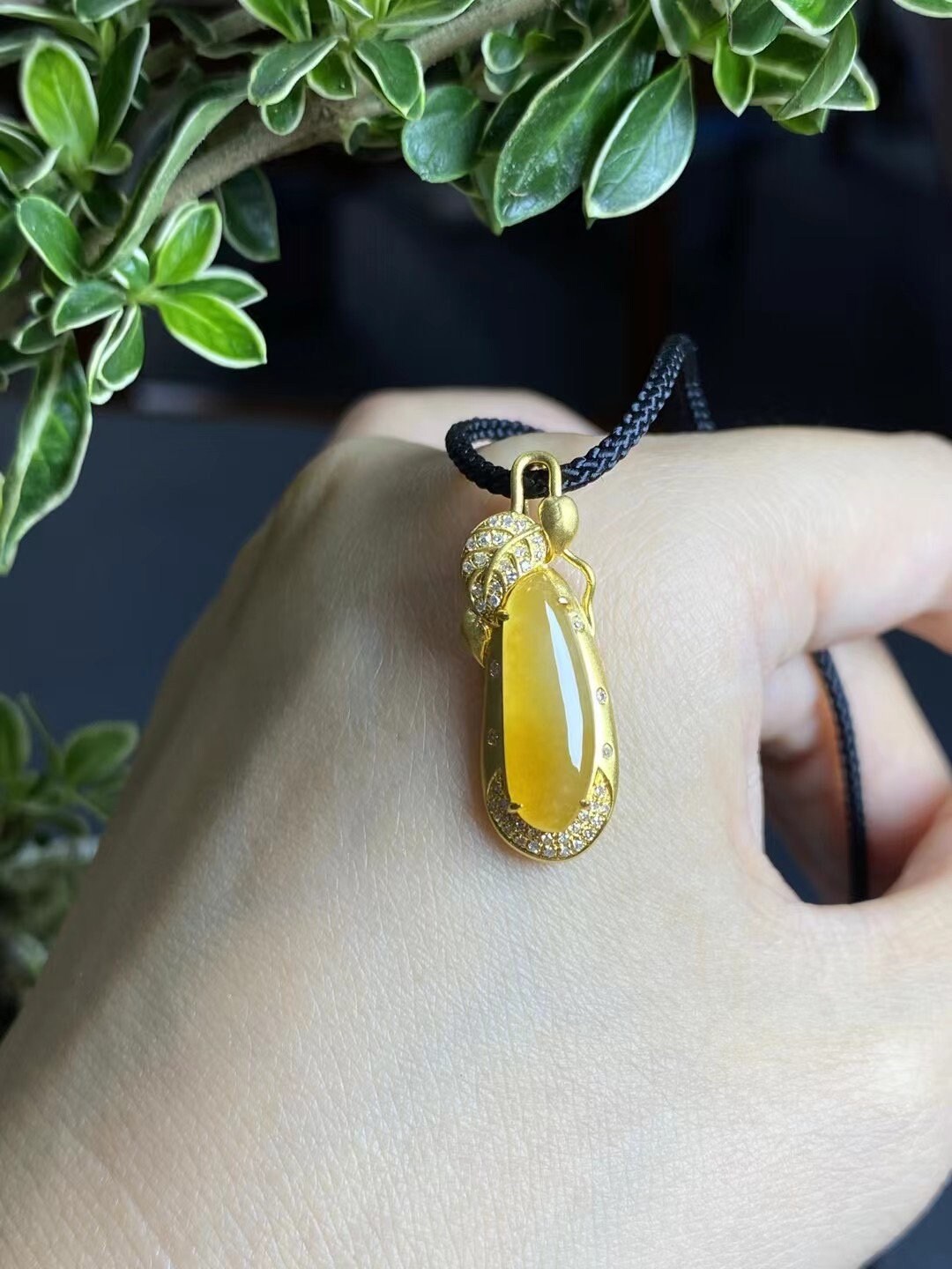 Honey Yellow Jade Pendant Natural Icy Yellow Jadeite Charm 18k Yellow ...